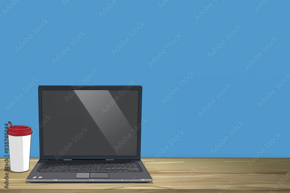 ordinateur portable, laptop ouvert avec son clavier et son écran éteint ...