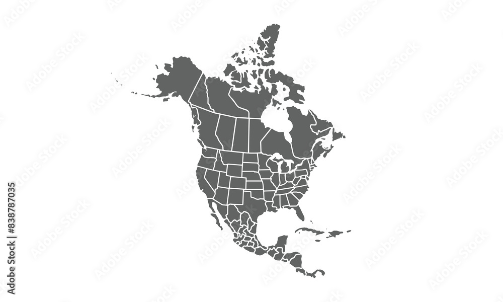 North America map isolated on white background. for website layouts ...