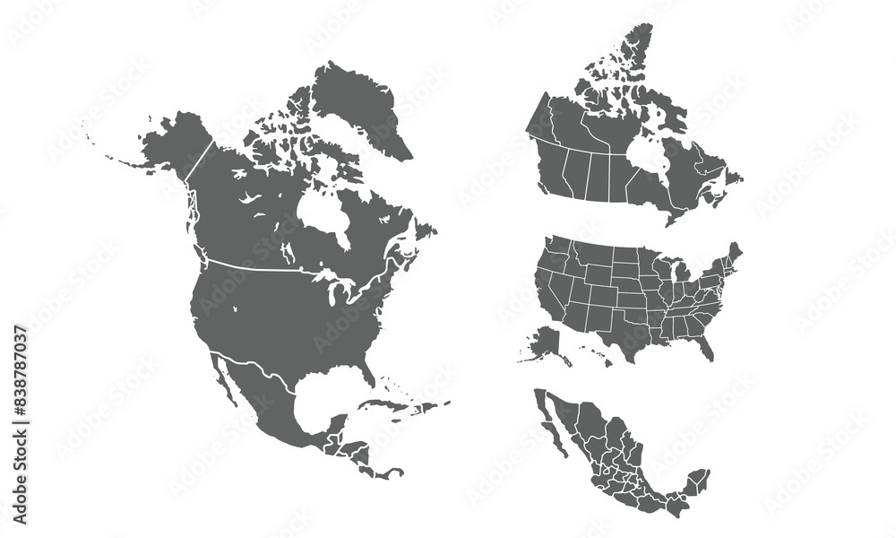 North America map isolated on white background. for website layouts ...