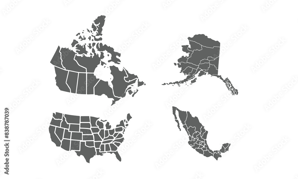 North America map isolated on white background. for website layouts ...