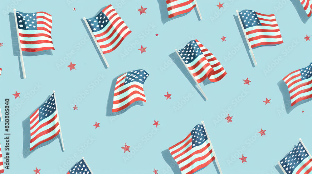 border frame of mini america flags, the icons around the edges. Empty ...