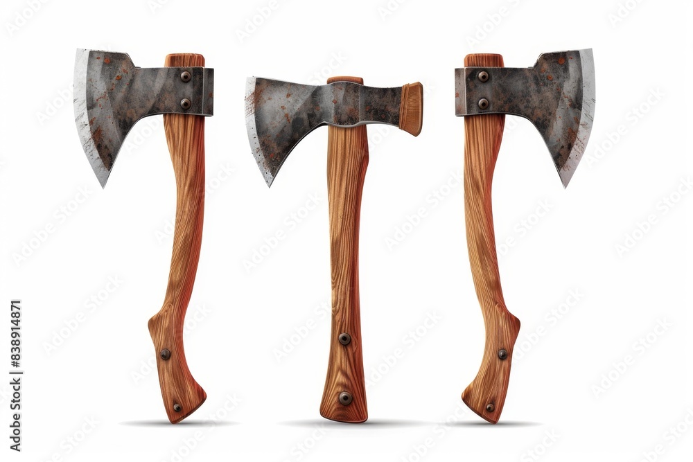 Axe icon, ax symbol, 3d realistic hatchet sign, cleaver emblem ...