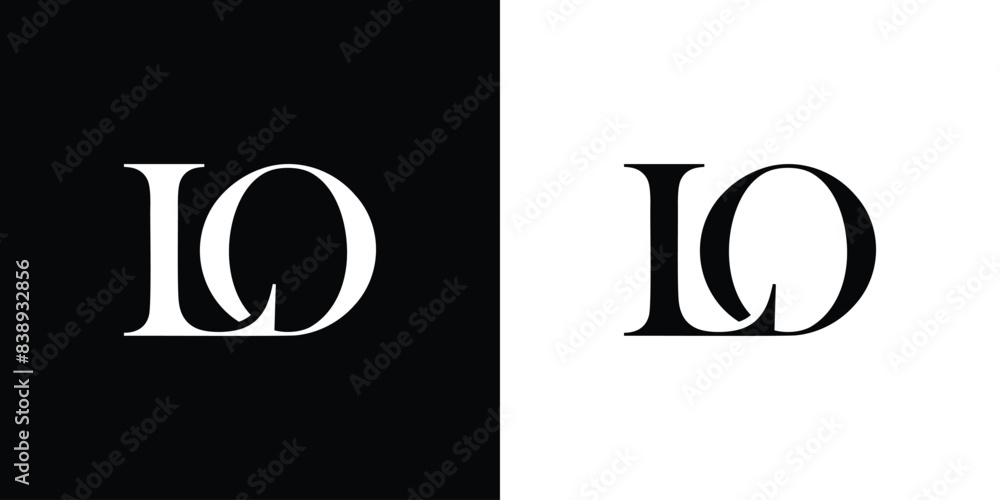 Abstract serif letter LO logo in black and white color for beauty and ...