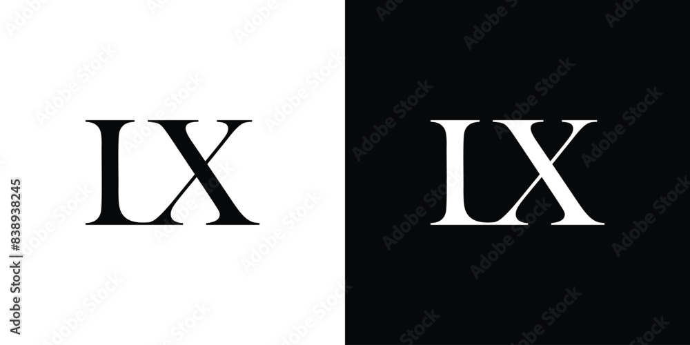 Abstract serif letter LX logo in black and white color for beauty and ...