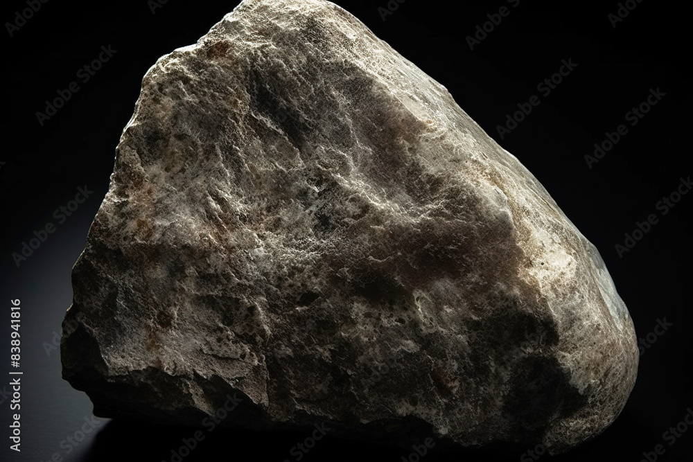 Portlandite is a rare precious natural stone on a black background. AI ...