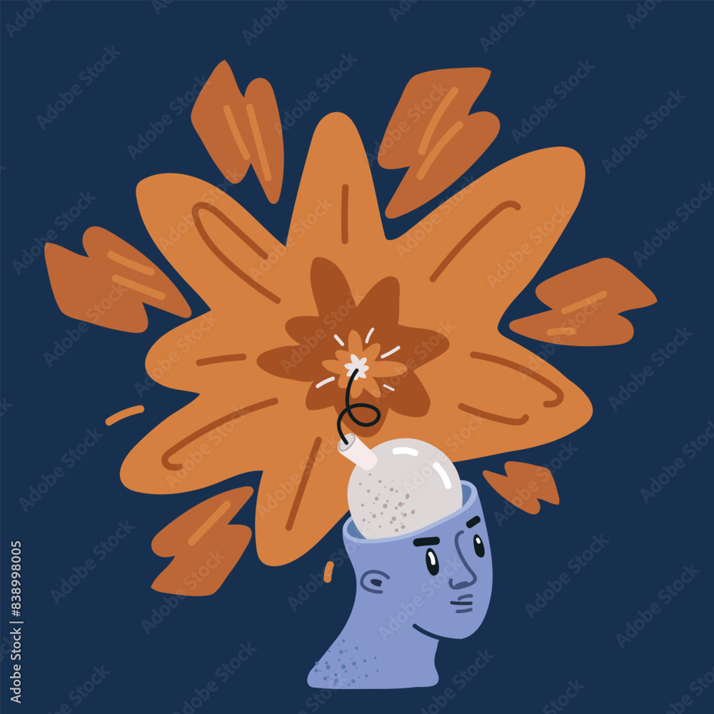 Cartoon vector illustration of Mind blown emoji. Exploding head ...