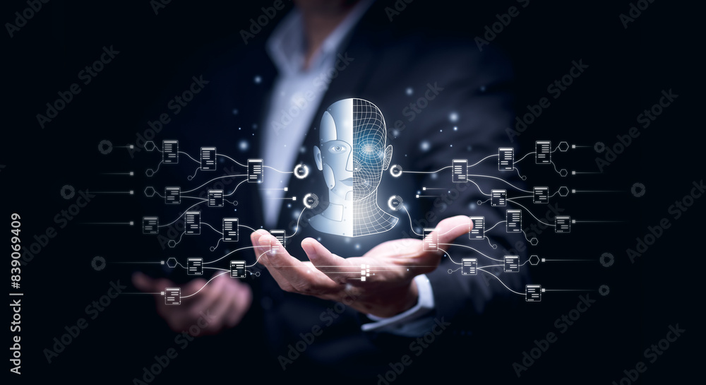 Man touch bar Chat bot Chat with AI, Artificial Intelligence,System ...