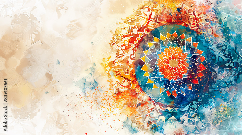 Digital watercolor painting of Intricate patterns representing the ...