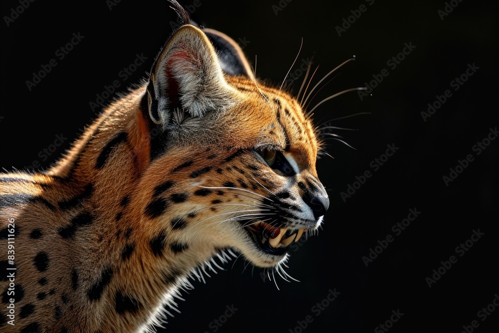 Mystic portrait of Serval studio, copy space on right side, Anger ...
