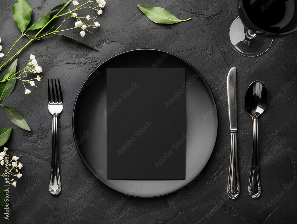 fine dining table setting of luxury fancy restaurant menu mockup for ...