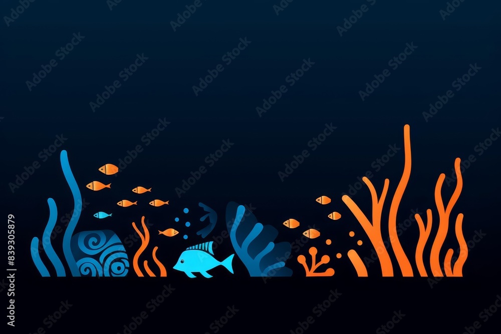 underwater world flat design side view deep sea creatures animation ...