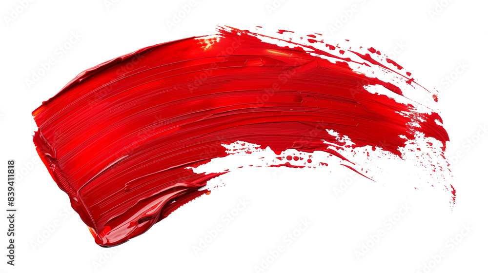 red paint brush stroke isolated on transparent background, brush stroke ...