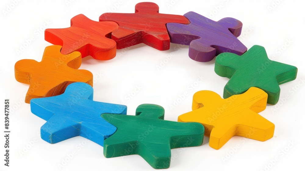 Diversity, equity and inclusion concept. DEIB. Colorful Wooden Puzzle ...