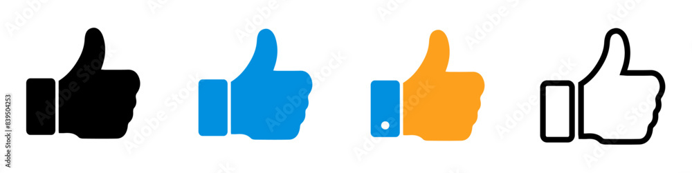 Set of thumbs up icons, like symbols, vector illustration isolated on ...