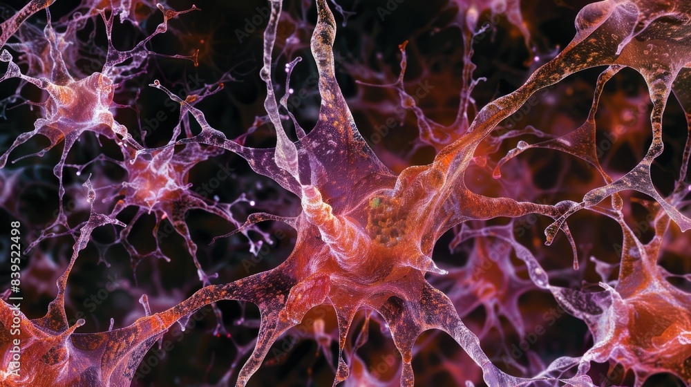 A highly magnified image of osteocytes reveals their delicate and ...