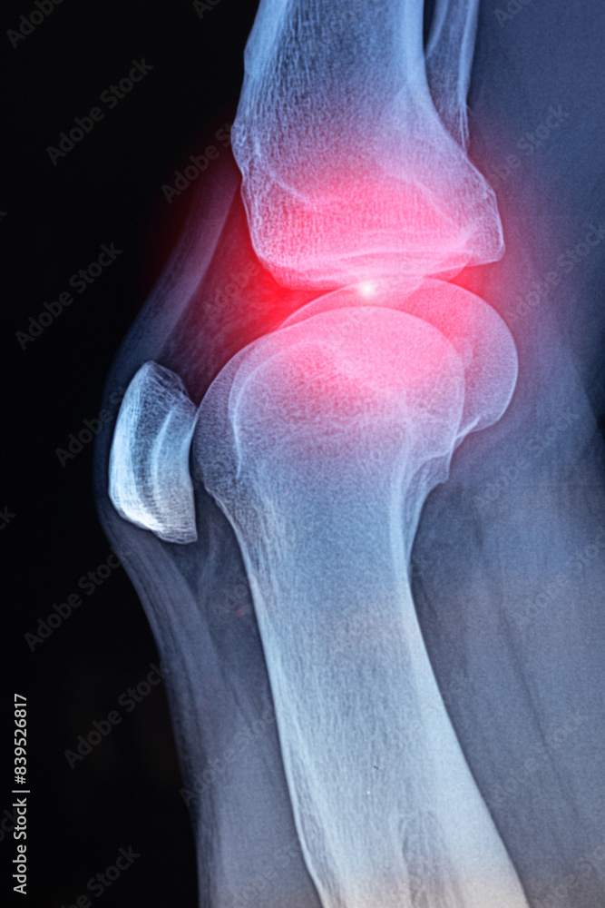 Osteoid osteoma, benign bone tumor..X-ray and MRI, MRT, CT with marked ...