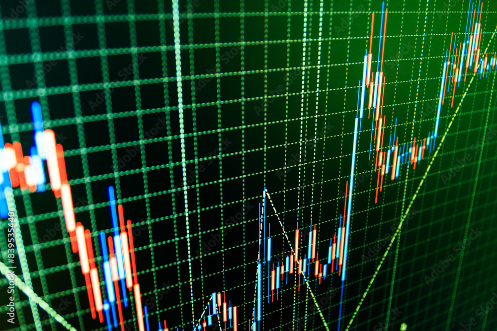 Financial diagram with candlestick chart Stock market graph and bar ...