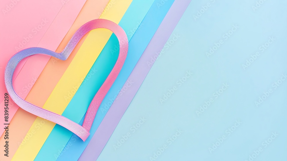 Heartshaped rainbow ribbon, blank space, minimalism, negative space ...