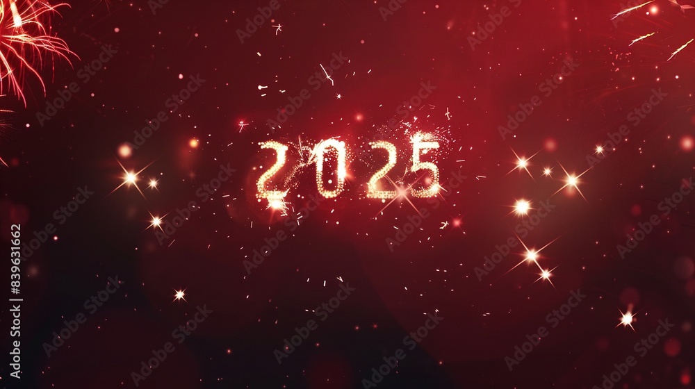 Postcard featuring 2025 symbols and numbers. Glowing 2025 sign with ...