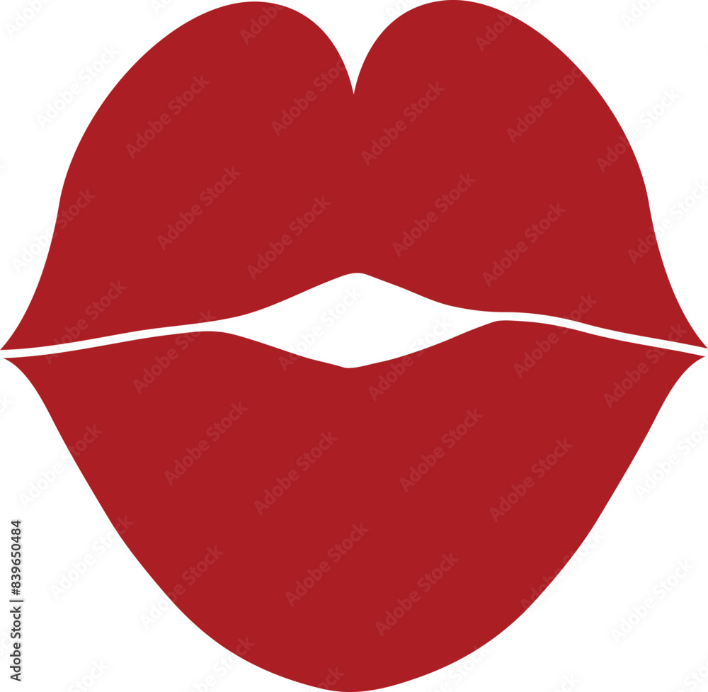 Red lips collection. Vector illustration of sexy woman's lips expressing different emotions ...