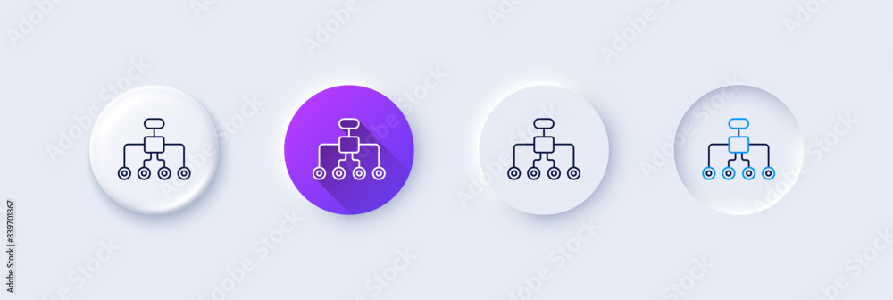 Restructuring line icon. Neumorphic, Purple gradient, 3d pin buttons ...