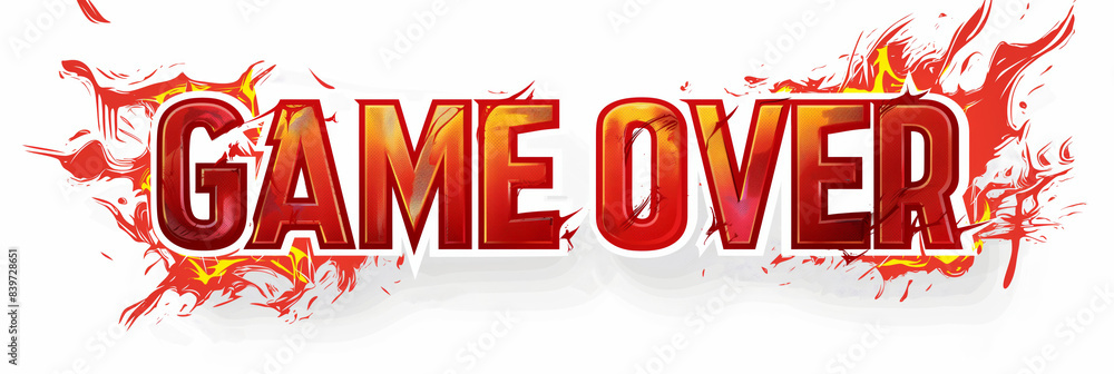 Create a dynamic and vibrant Game Over graphic with a fiery background ...