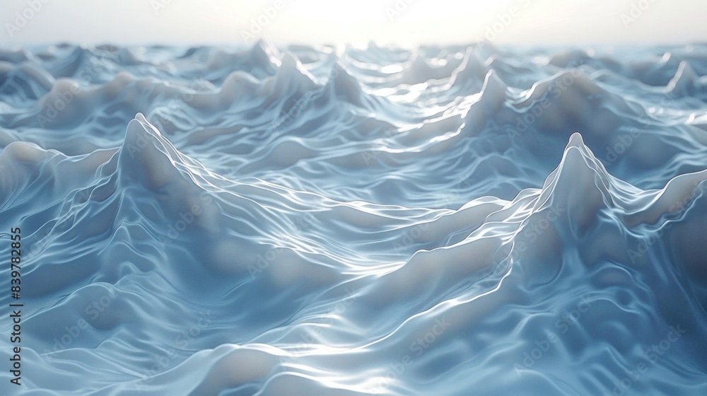3D anime depiction of ocean acidification, smooth white gradient ...