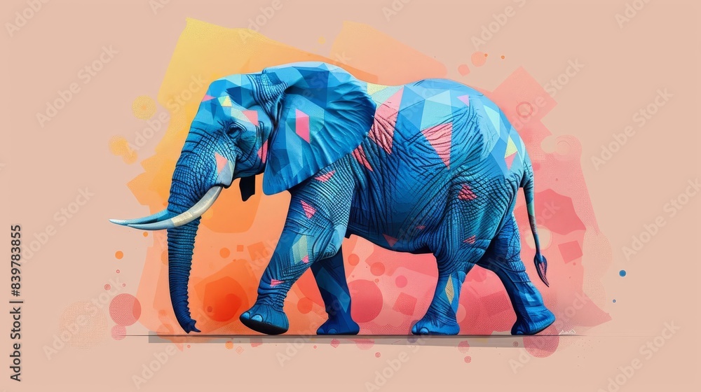 Elephant matriarch flat design side view leadership cartoon drawing ...