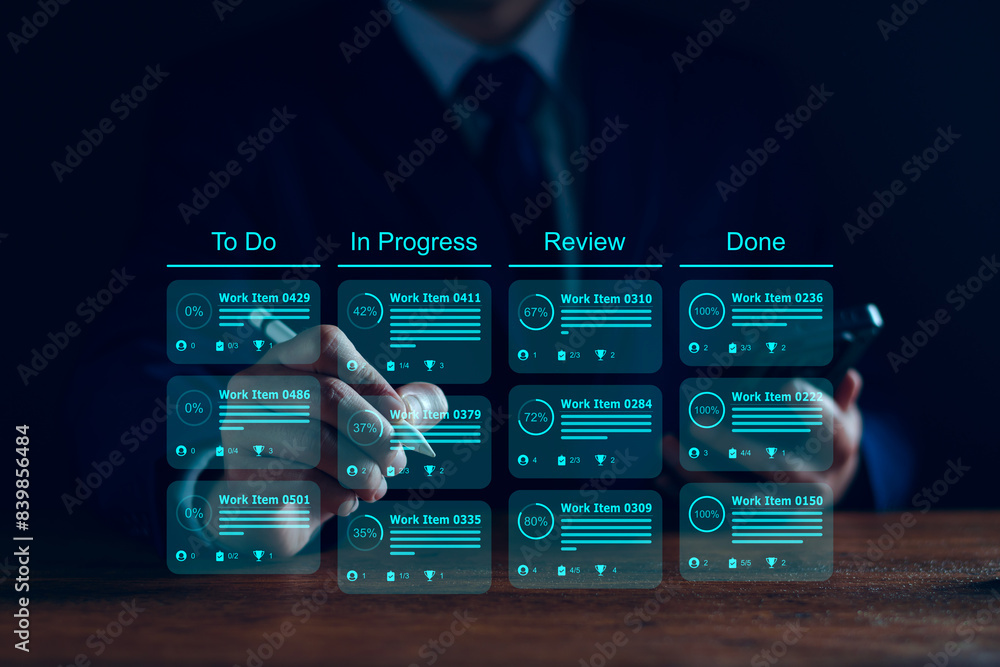 Project plan and manage concept. Project manager update tasks and ...