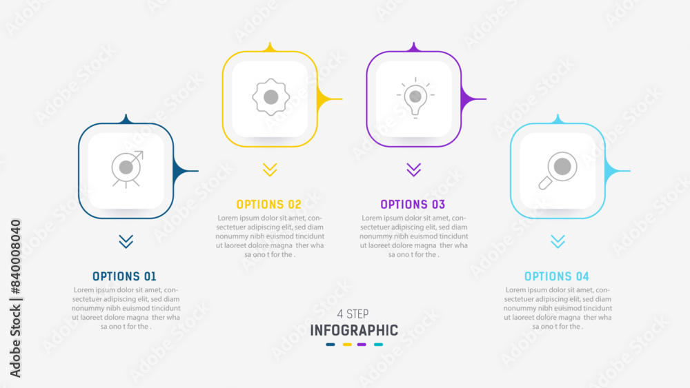 Three Step Infographic label design Vector template with line icons. process steps diagram ...