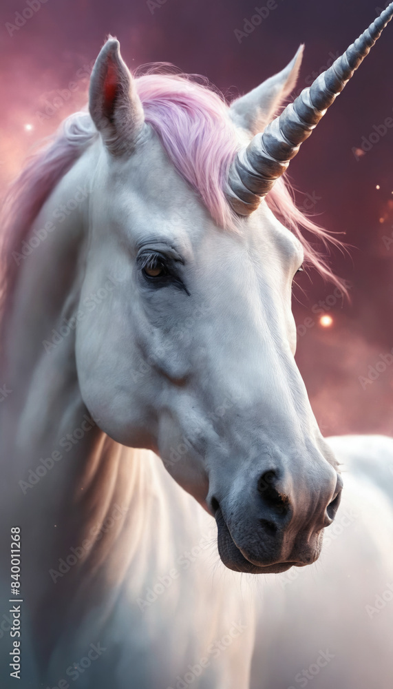 Fantasy Illustration of a wild unicorn Horse. Digital art style ...