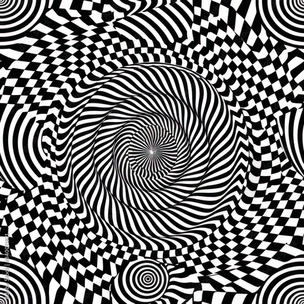 Seamless pattern of optical illusion effects like moiré patterns and op ...