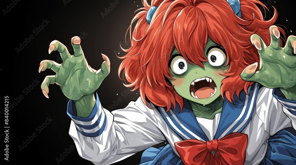 Zombie Girl Anime Background, Undead Schoolgirl Wallpaper, Creepy Cute ...