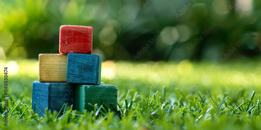 Building Diversity and Growth Colorful Wooden Blocks Stacked with ...
