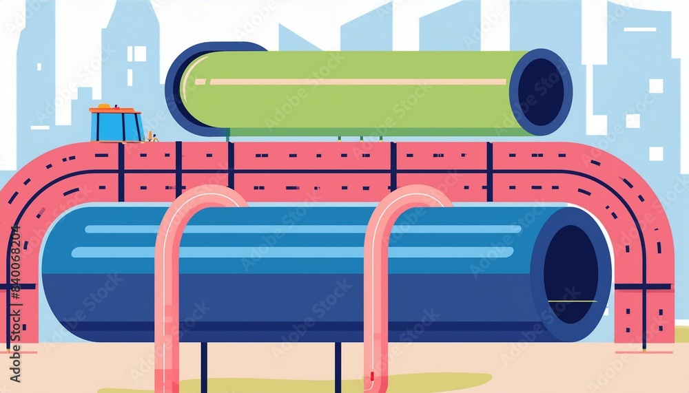 Pipeline for various purposes city engineering network, underground ...