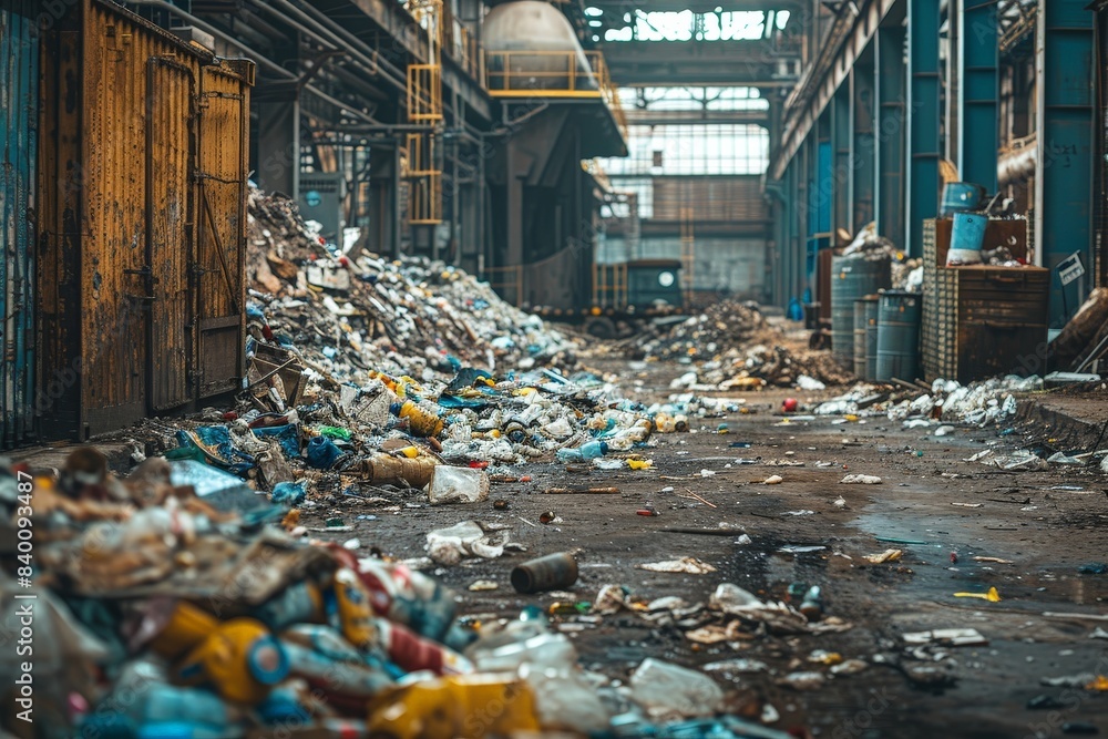 Abandoned Industrial Warehouse Filled with Piles of Trash and Debris ...