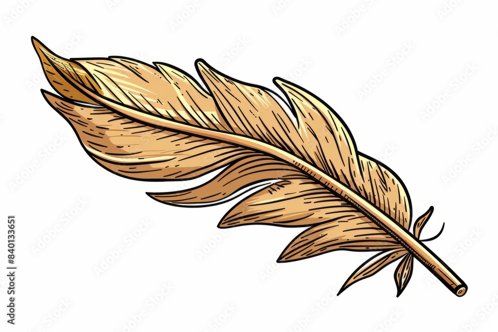 Cartoon cute doodles of an elegant feather quill pen ready to write ...