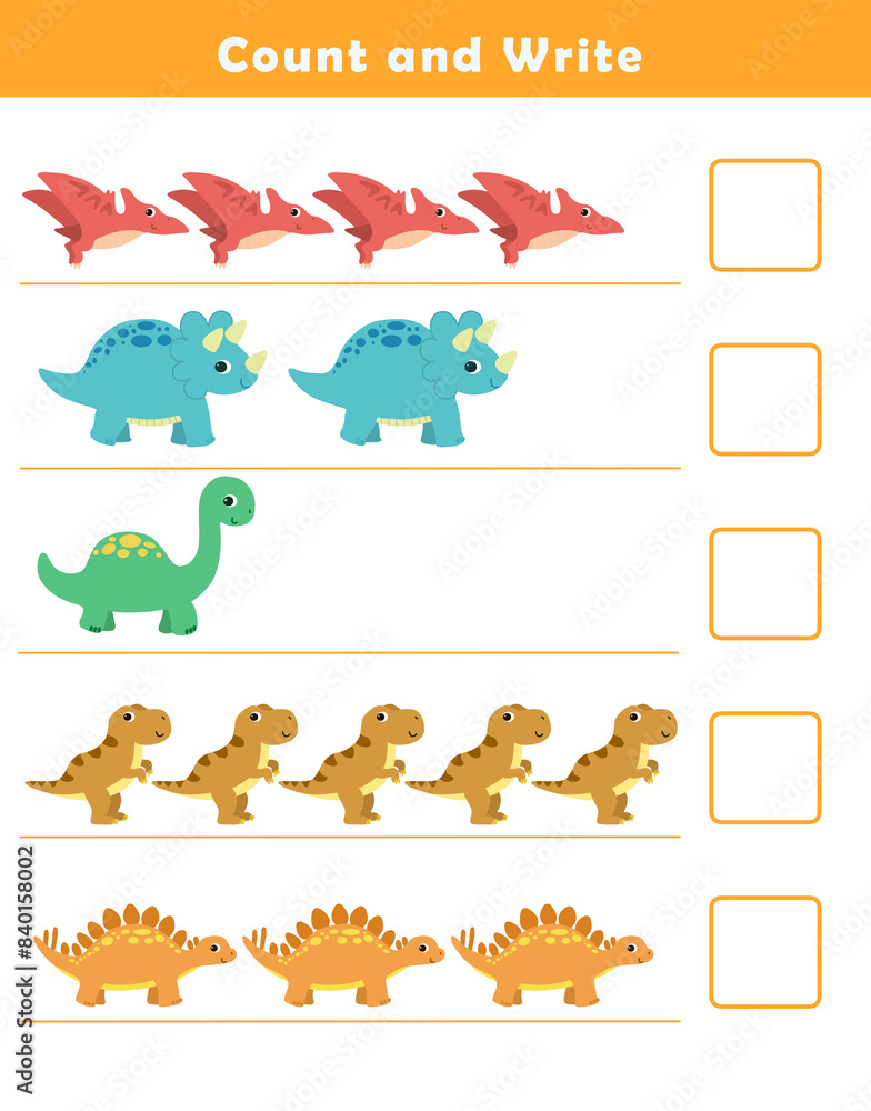 Count and write numbers 1-5. Counting objects worksheet for kids ...