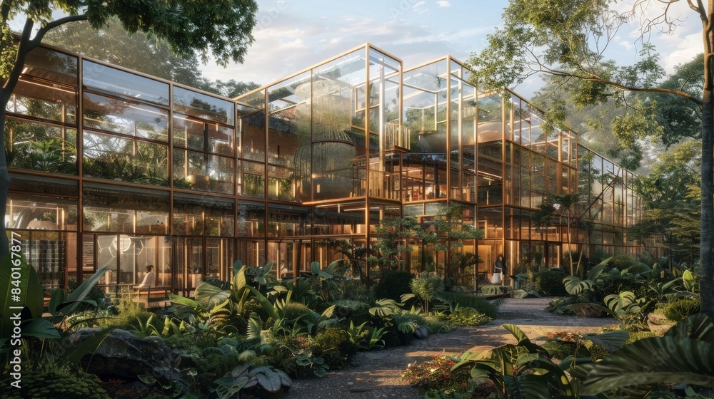 Urban Oasis Modern Community Center with Glass Facade and Vibrant ...