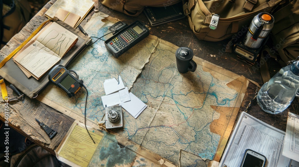 Wildlife Conservation Essentials Field Desk GPS Devices and Map of ...