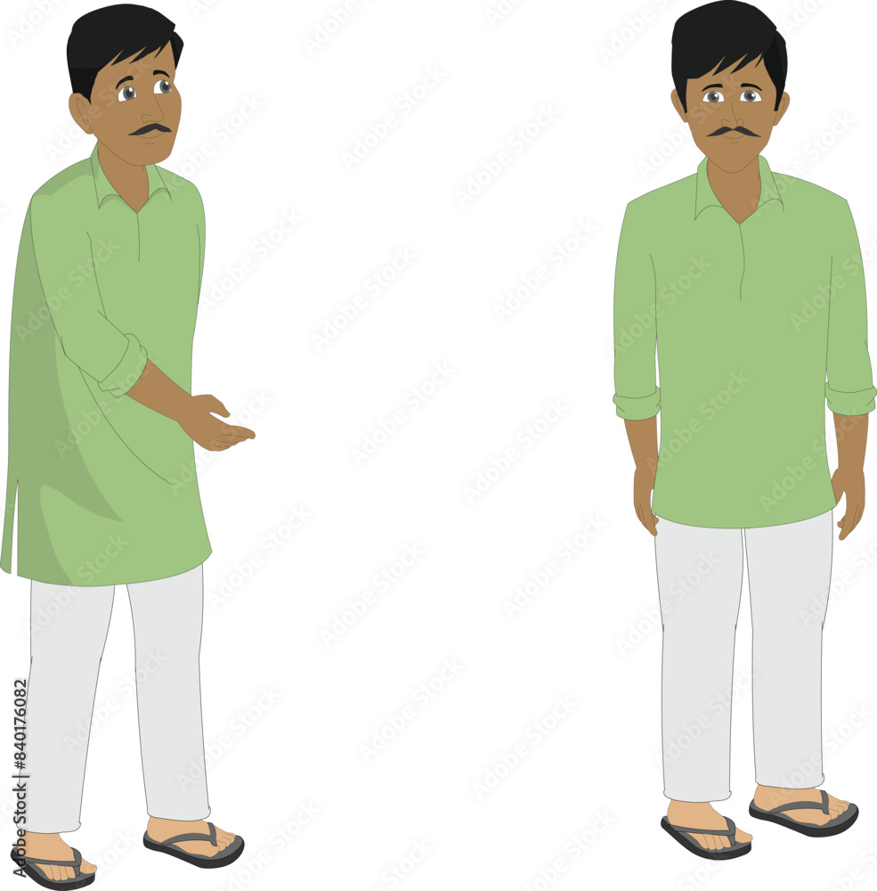 Indian Man character model sheet set for cartoon animation. Indian ...