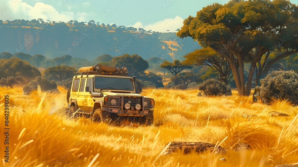 Immersive Safari Scene in Vibrant African Savanna with Eco Friendly ...