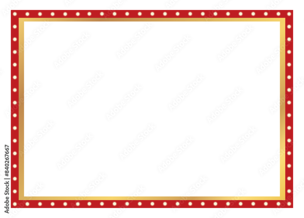 Rectangle vintage light red gold frame. Retro rectangle bulb frame ...