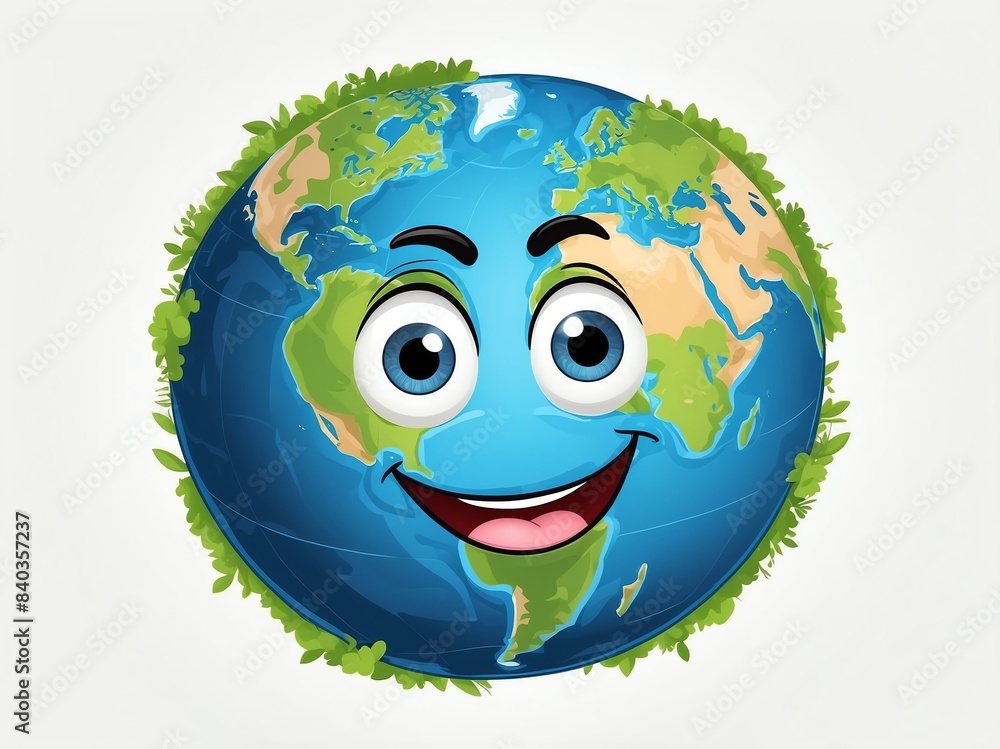 smiling earth cartoon clipart on plain white background Stock ...