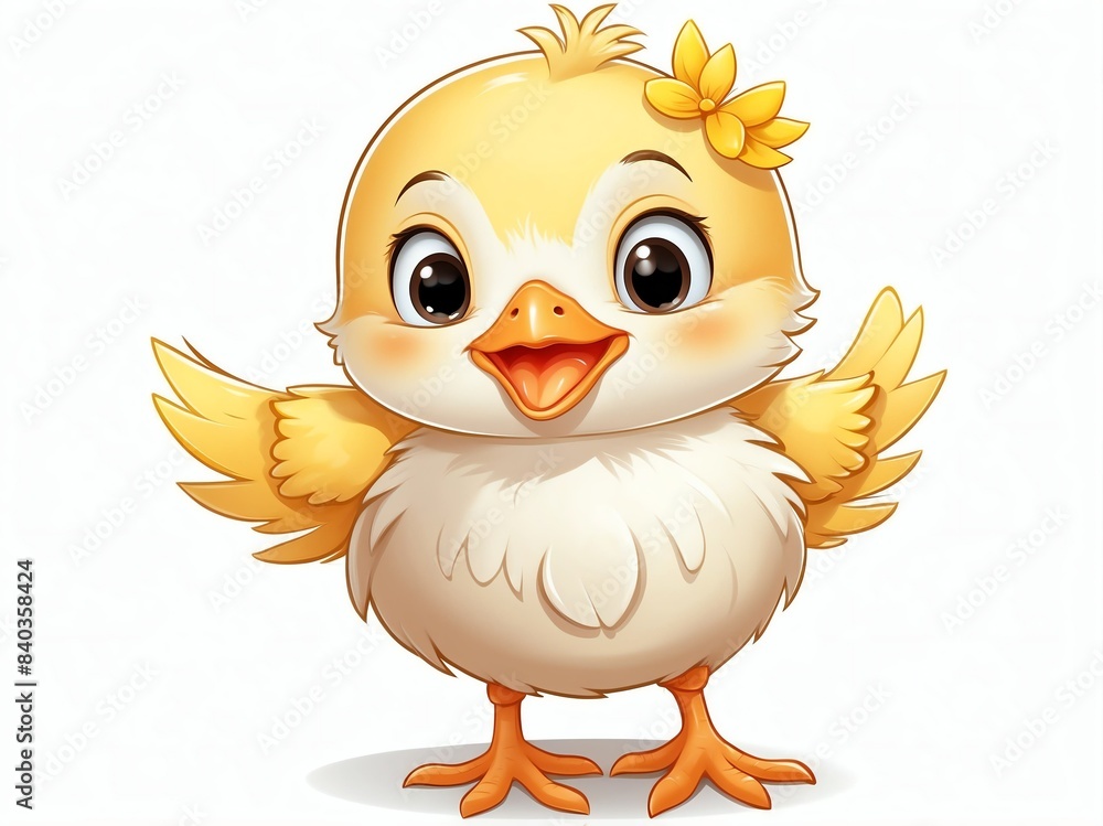 cute happy chick cartoon clipart on plain white background Stock ...