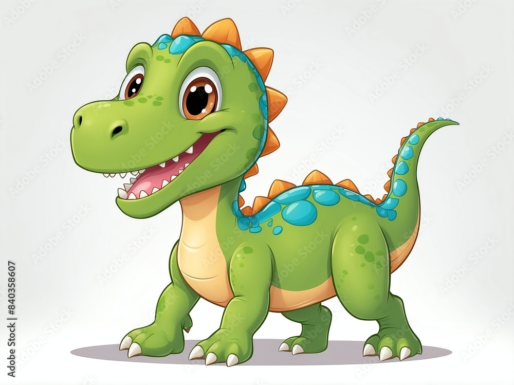 cute happy dinosaur cartoon clipart on plain white background Stock ...