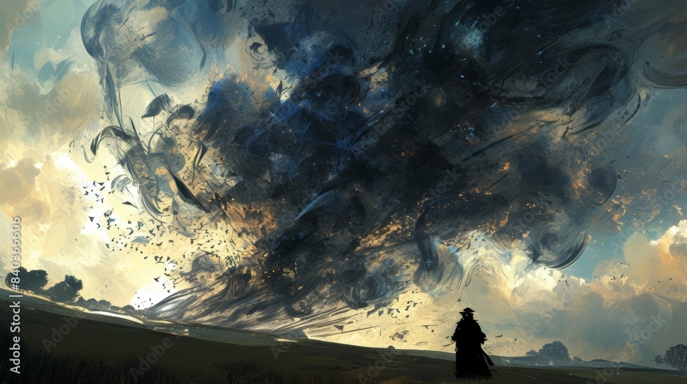 As thunder roars spectral figures materialize in the stormy clouds ...