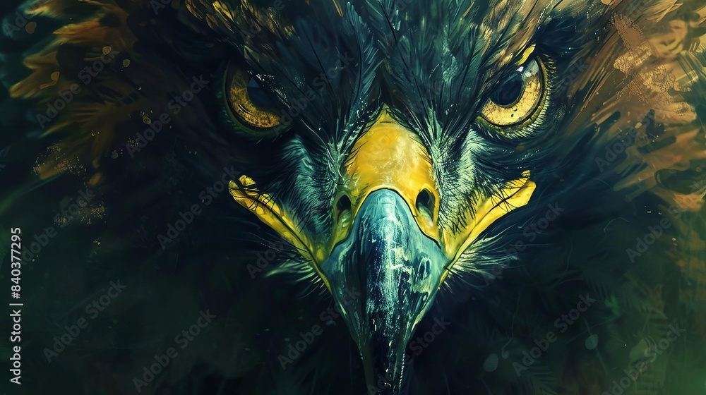 intense closeup portrait of a fierce bird of prey capturing its ...