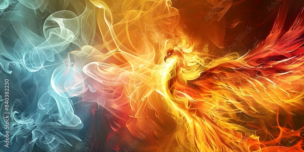 The Symbolic Meaning of the Celestial Phoenix's Fiery Rebirth. Concept ...