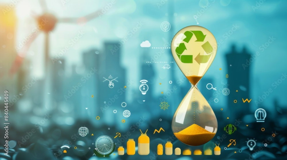 LCA life cycle assessment concept. Hourglass with LCA icon ...